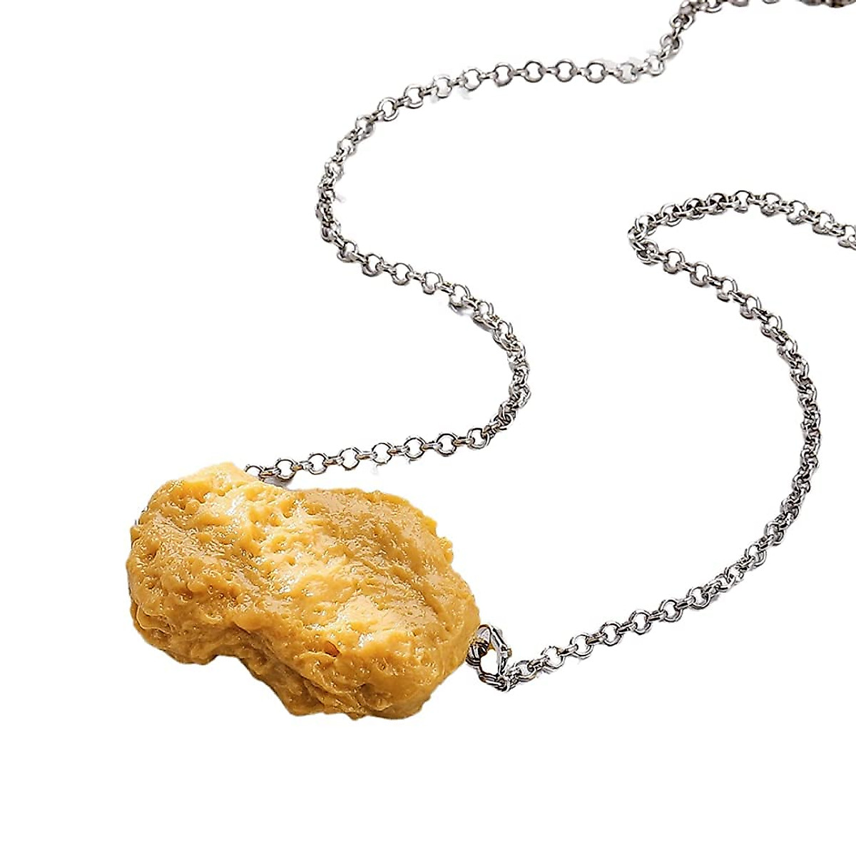 Fuqimanman2020 Imitation Food Fried Chicken Leg Nugget Pendant Necklace - Creative Party Jewelry for Women & Men