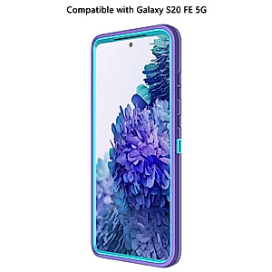 Annymall Cover for Galaxy S20 FE 5G Case for Samsung S20 FE Heavy Duty Case with Screen Protector for Women Men Rugged Shockproof Cover for Samsung Galaxy S20 FE 5G 6.5 inch (Purple/Sky Blue)