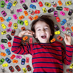 100 Pieces Cars Toy Bulk Car Party Favors Pull Back Cars Mini Cars Fun Car Pack Small Plastic Cars for Kids Birthday Party Cake Toppers Supplies (Multiple Style)