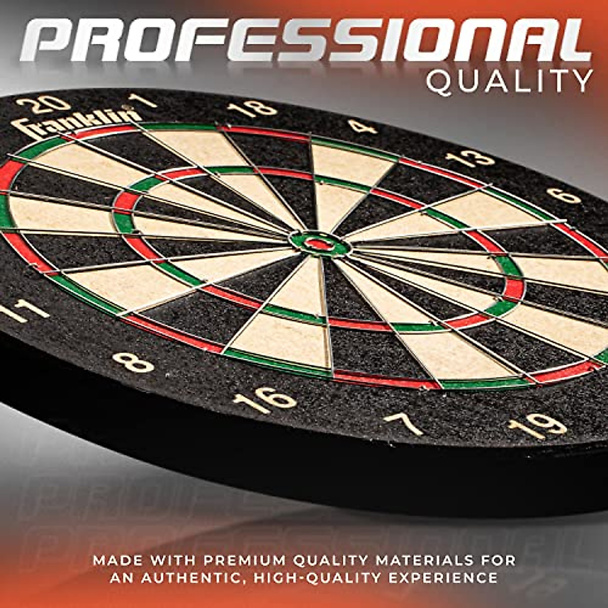 Franklin Sports Bristle Dart Board - Professional Steel Wire Dartboard - Regulation Sized 18" Inch Steel Tip Darts Board - Self Healing Sisal Dartboard for Adults