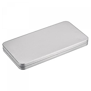 uxcell Metal Tin Box, 6.69" x 3.54" x 0.59" Rectangular Empty Tinplate Storage Containers with Lids, Silver Tone