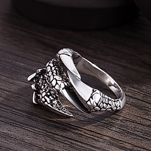 Women'S 925 Sterling Silver Ring, Vintage Dragon Claw Animal Ring, Party Ring 1