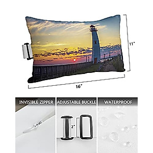 Recliner Head Pillow Ledge Loungers Chair Pillows with Insert Art Romantic Orange Ombre Love Heart Rose Lumbar Pillow with Adjustable Strap Outdoor Waterproof Patio Pillows for Beach Pool, 2 PCS