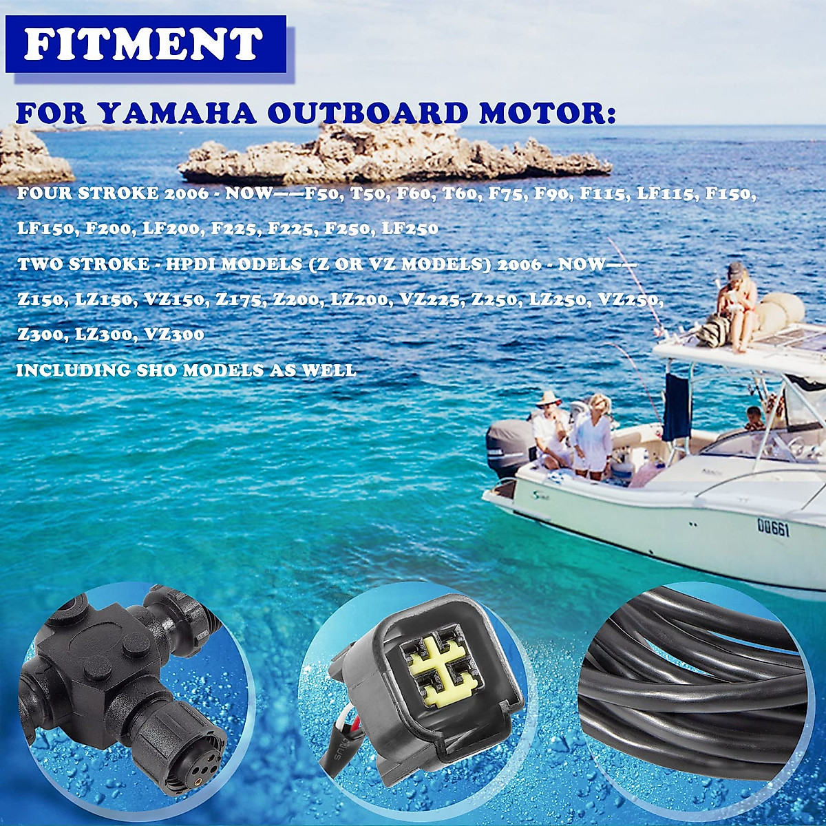 Replace for Yamaha Engine Interface Cable 000-0120-37, 3004.6865 NMEA 2000 Cable Connector and T Connector for Yamaha Outboard 2006-2023（4.5m/15ft）