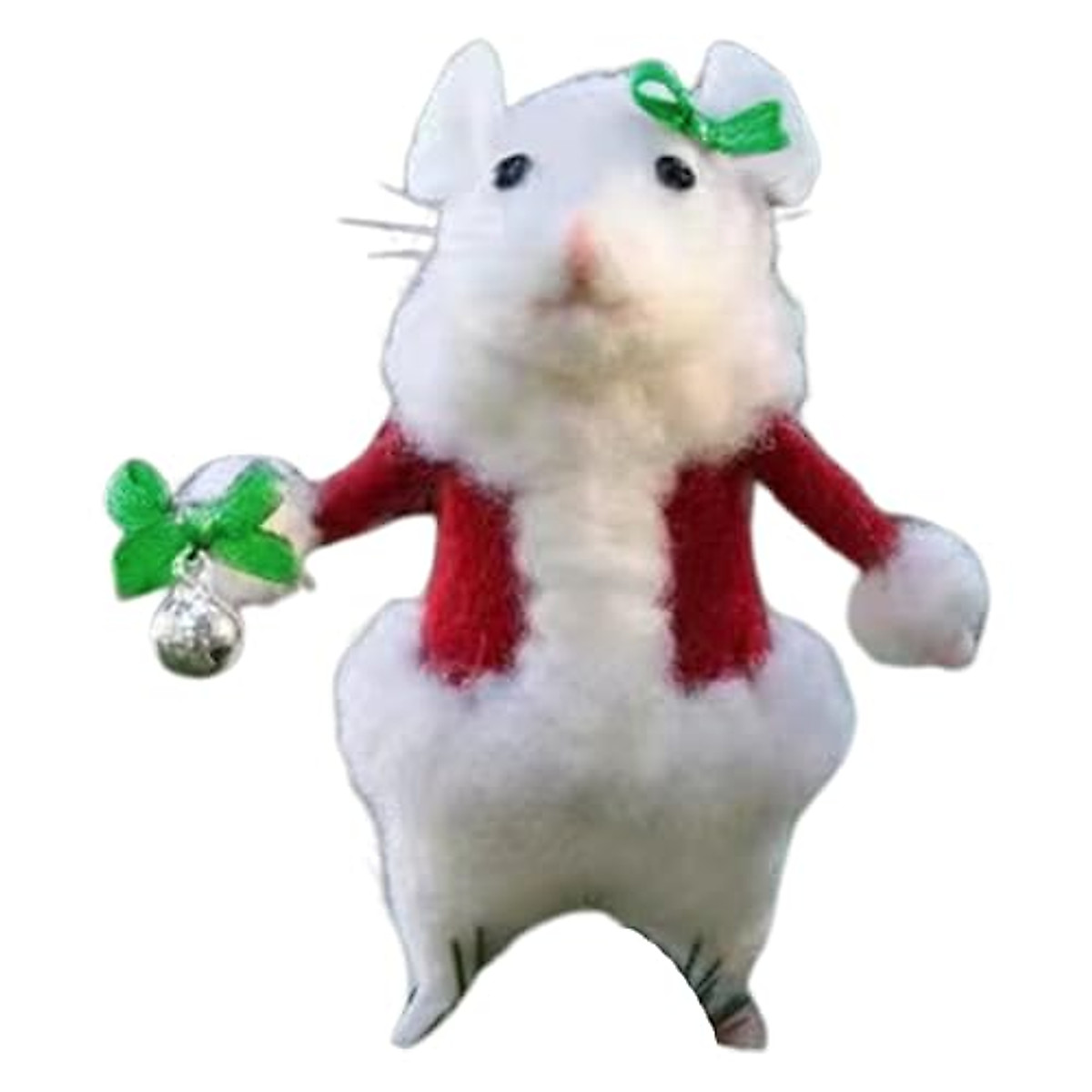 Walbest Wool Felted Christmas Mouse Ornament, Felted Animal Mouse Christmas Tree Decor, Needle Felted Christmas Mouse Desktop Mouse Doll Felt Gifts for Christmas Decorations E