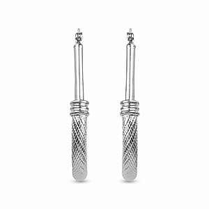 LeCalla Sterling Silver Hoop Earrings Classic Diamond-Cut Italian Design Textured High-Polish Oval Hoops Earring for Women 35mm