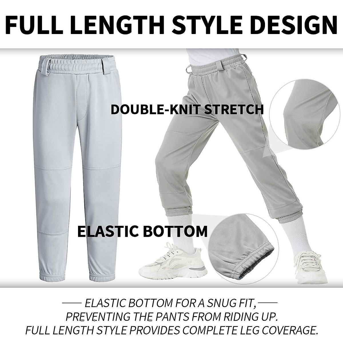 QBK Youth Toddler Baseball Pants Softball Pants Kids Tee Ball Pants for Boy Girl 2T-17Years（Grey 6T）