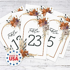 Indie Autumn Floral Table Numbers/Set Of 28 Wedding Table Number Cards / 4" x 6" Indie Botanical Design/Made In The USA