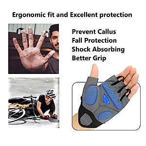 LuxoBike Cycling Gloves Mens Road Bike Gloves for Men-[5MM Gel Pad] Specialized Biking Gloves-[Ultra Breathable] Half Finger Road Bike Bicycle Gloves-[Silicone Antislip] for Cycling