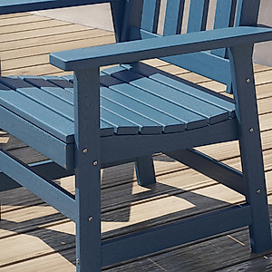 VICLLAX Patio Chairs Set of 4, Blue Outdoor Dining Chairs, All Weather HDPE Outdoor Adirondack Furniture for Lawn, Garden, Balcony