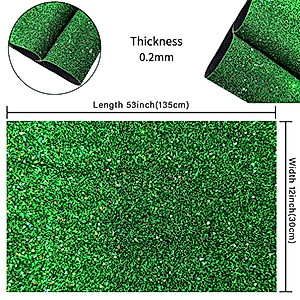 HYANG Christmas Green PU Faux Leather Sheets 1 Roll 12"X53"(30cmX135cm), Faux Leather Very Suitable for Crafts Making Leather Earrings, Bows, Handbag ，Sewing (Glitter)