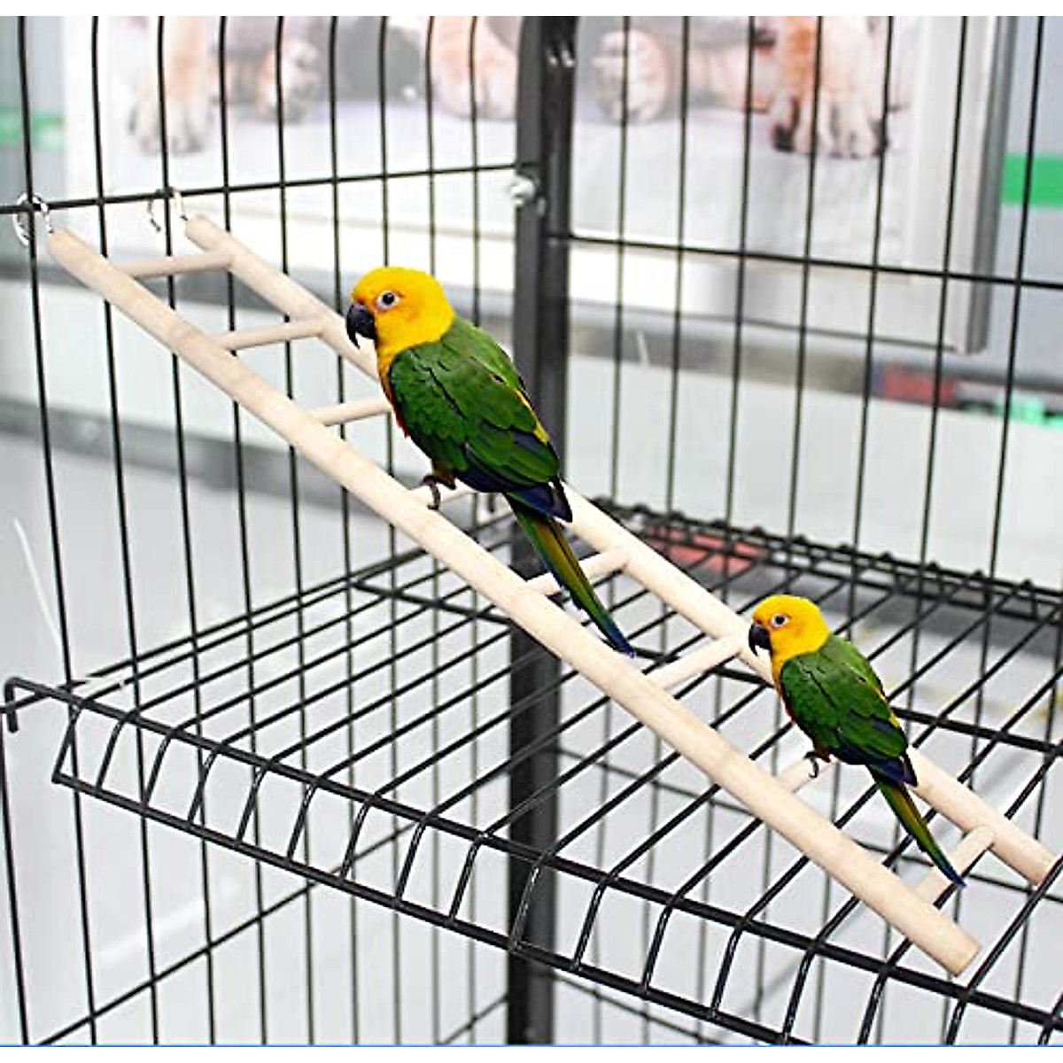 JOPE 3 Sizes Wooden Bird Ladder for Cage, Bird Parrot Step Ladders Toys, Cage Hanging Pet Cage Ladders Climbing Ladder for Parakeets, Parrots, Cockatoo, Lovebirds