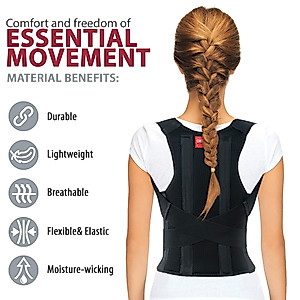 ORTONYX Comfort Posture Corrector Clavicle and Shoulder Support Back Brace, Fully Adjustable for Men and Women/656A-Medium