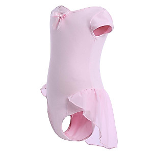 OBEEII Little Girls Ballerina Chiffon Dress High Low Skirted Unitard Dress up Casual Wear Praise Liturgical Lyrical Mime Christan Spiritual Dance Pink 4-5 Years