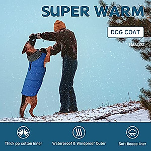 TEOZZO Dog Winter Coats - Waterproof Dog Snow Jackets Windproof Fleece Lined Dog Apparel Vest with Leash Hole Dog Cold Weather Coats for Large Dogs Navy X-Large