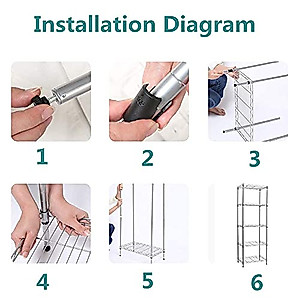 5 Wire Shelving Metal Rack Adjustable Unit Storage Shelves for Laundry Bathroom Kitchen Pantry Closet Silver