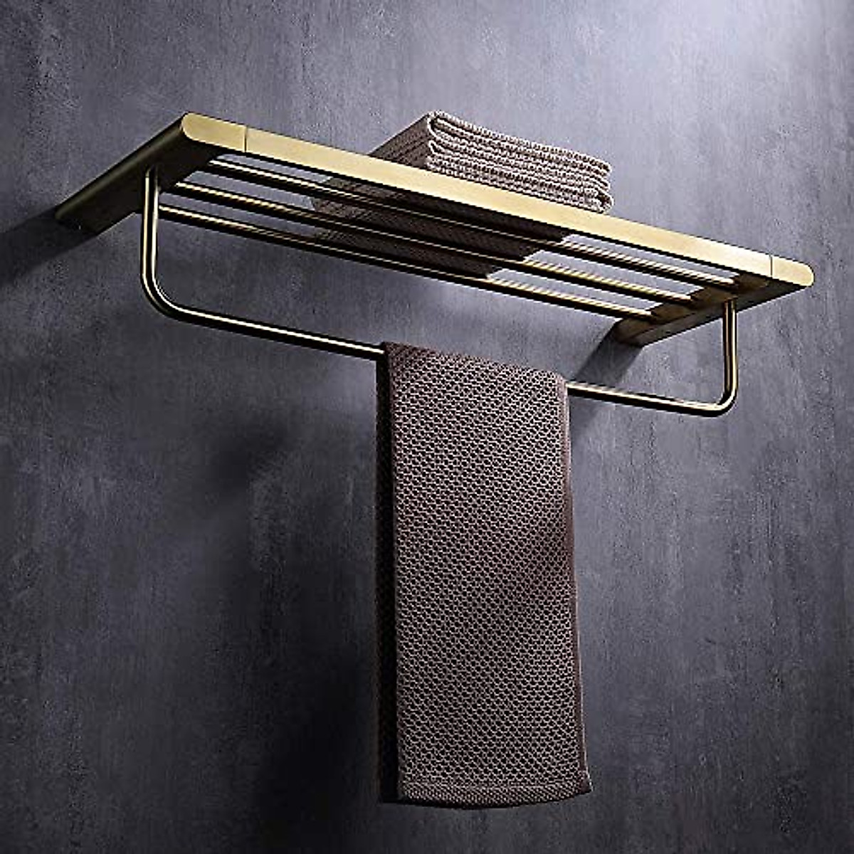 Towel Rack 304 Stainless Steel Towel Bar Brushed Gold Towel Rails Heavy Duty Towel Holder Wall Mounted Towel Storage Rack for Bathroom, Kitchen, Hotel, Screw Installation