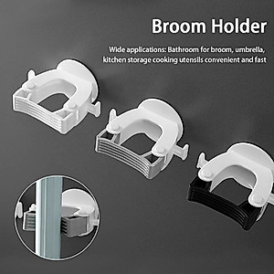 Pilarmuture 4Pcs Broom and Mop Holder,Wall Mounted Garden Tool Rack Organizer,Anti Slip Broom Hanger,Self Adhesive Mop Holder Wall Mount for Laundry Room Kitchen Closet Garage Decor
