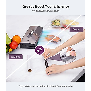 Vacuum Sealer Machine, with 8-in-1 Function& Detachable Tray& Cutter& 10 Bags, Food Vacuum Sealer Saver Machine for Food Storage & Sous Vide,Automatic Sealing Machine,EXT-VAC,Stainless Steel