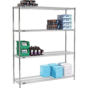 Wire Shelving Starter Unit, 4 Tier, Chrome