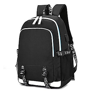 GENGX WesQi Teens Cristiano Ronaldo School Backpack with USB Charging Port-Durable Waterproof Bookbag Casual Daypack