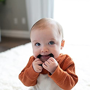 Dr. Brown’s Flexees Beaded Teether Rings, 100% Silicone, Soft & Easy to Hold, Encourages Self-Soothe, 3 Pack, Blue, Light Blue, Black, BPA Free, 3m+