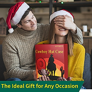 Anysiny Hat Box for Travel-Crush Proof Hat Travel Case for Cowboy Hats Holder Storage Box Organizer Cap Carrier with Adjustable Carry Strap (Cowboy-Black Red, Large-Cowboy Hat Case)