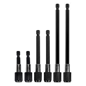TEGRODEX 6PCS Drill Bit Extension Quick Release Screwdriver Bit Holder 2.36" 4" 6" 1/4 inch Hex Shank Drill Bit Extender Magnetic Bit Extension Adapter Set for Power Screwdriver Drill Impact Driver