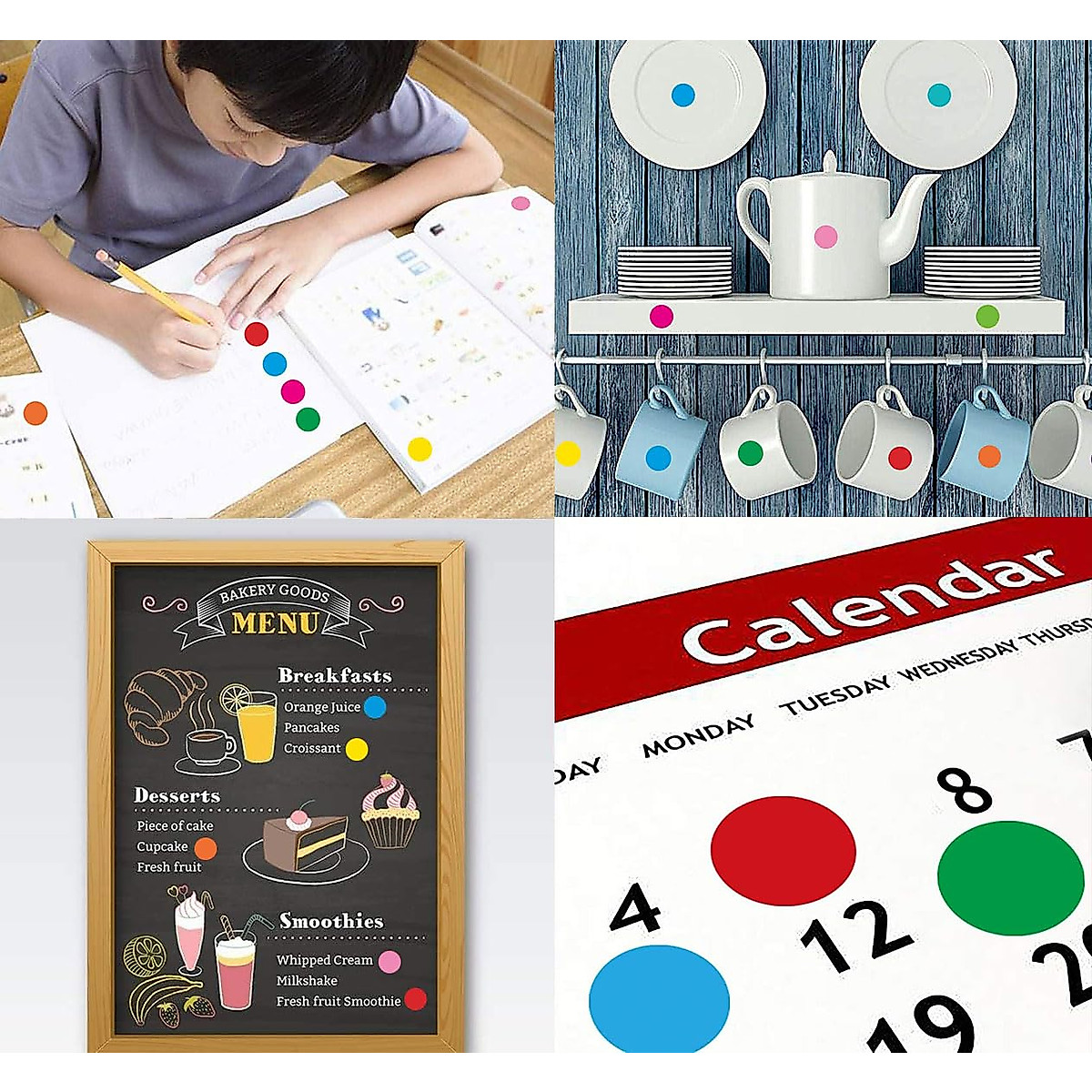 PARLAIM 1050 PCS Color Coding Labels Circle Dot Stickers,10 Color Style Colorful Coding Label Sticker for Office,Student Classroom