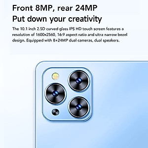 ciciglow 10.1in Tablet, 6GB RAM 128GB Storage, 1600x2560 IPS HD Display, Octa Core CPU, 8MP+24MP Camera, 5000mAh, 5G WiFi, GPS (Blue)