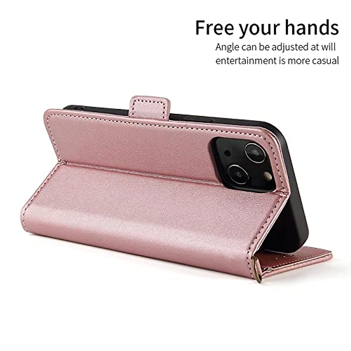 FEPULI iPhone 13 Wallet Flip Case, iPhone 13 Case 6.1 inch with [Shockproof TPU Interior Case] Credit Card Holder, PU Flip Folio Book Full Body Protection iPhone Case Wallet for iPhone 13 (Pink)