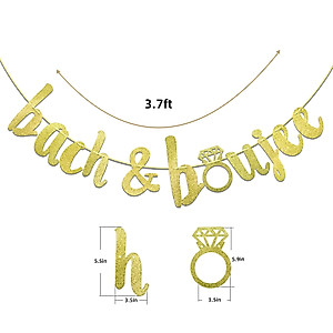 Bach & Boujee Banner, Glitter Bachelorette Banner for Bachelorette Party Decor (Gold)