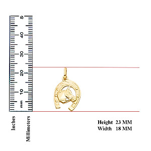 14K Yellow Gold Lucky Horseshoe Pendant