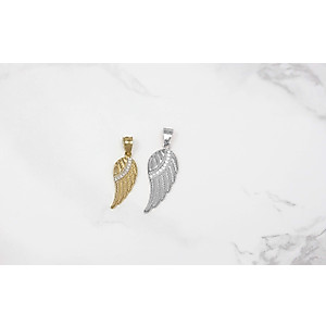 CaliRoseJewelry 10k Yellow Gold Feather Angel Wing Diamond Pendant - Small