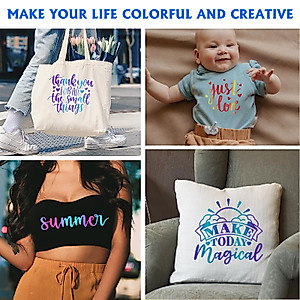 Holographic HTV Heat Transfer Vinyl HTV Vinyl Bundle – 12" x 20" 2 Sheets/Roll, 5 Rolls Easy to Cut & Weed Iron-On Vinyl for T-Shirts, DIY Projects 5 Colors Iron on Vinyl for Heat Press Machine