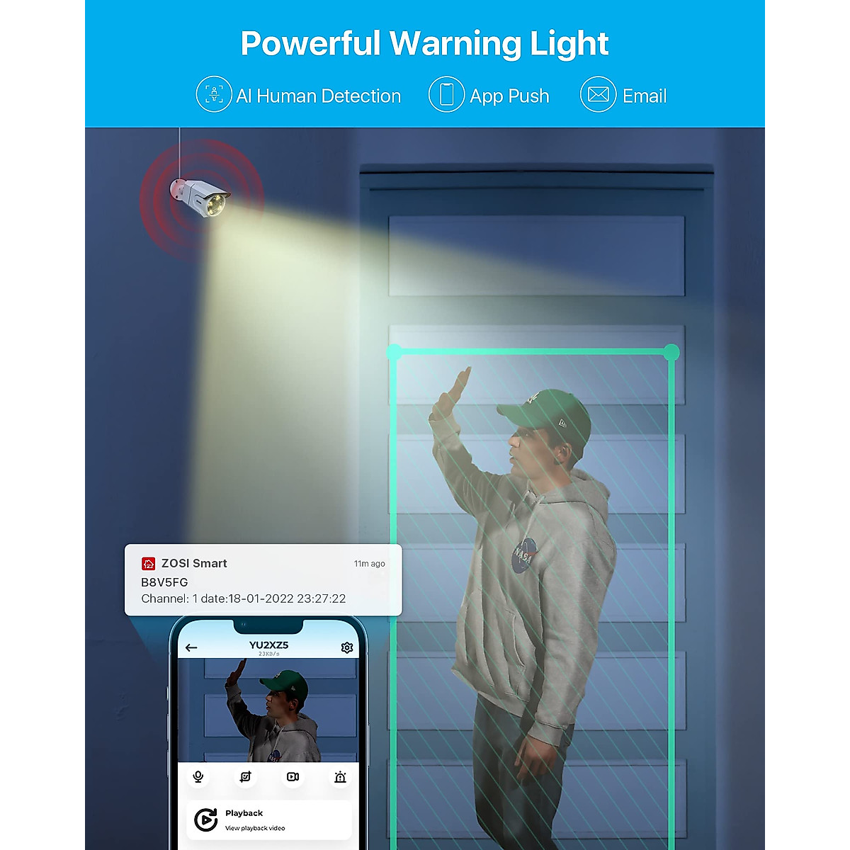 ZOSI ZG1058D 4K 8MP PoE Security IP Camera with Audio Bullet PoE Camera Outdoor with Starlight Night Vision,Human Motion Detection,Smart Light Alarm,IP66 Weatherproof, Only Work 4K PoE NVR