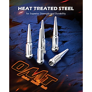 Orion Motor Tech 14mmx1.5 Lug Nuts Chrome 32 Piece, M14x1.5 Spike Lug Nuts Wheel Accessories Compatible with Chevy Ram Ford GMC