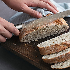 RITSU Bread Knife 10 Inch Serrated Knife, Professional Serrated Bread Knife, German High Carbon Steel Bread Slicer with Ergonomic Handle for Homemade Bread Slicing