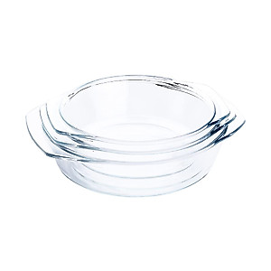 HUSANMP Set of 6 Pieces Round Tempered Glass Casserole Dish with Lids, Glass Casserole Baking Dish Set for Oven, Freezer and Dishwasher Safe - 1QT+1.5QT+1.8QT