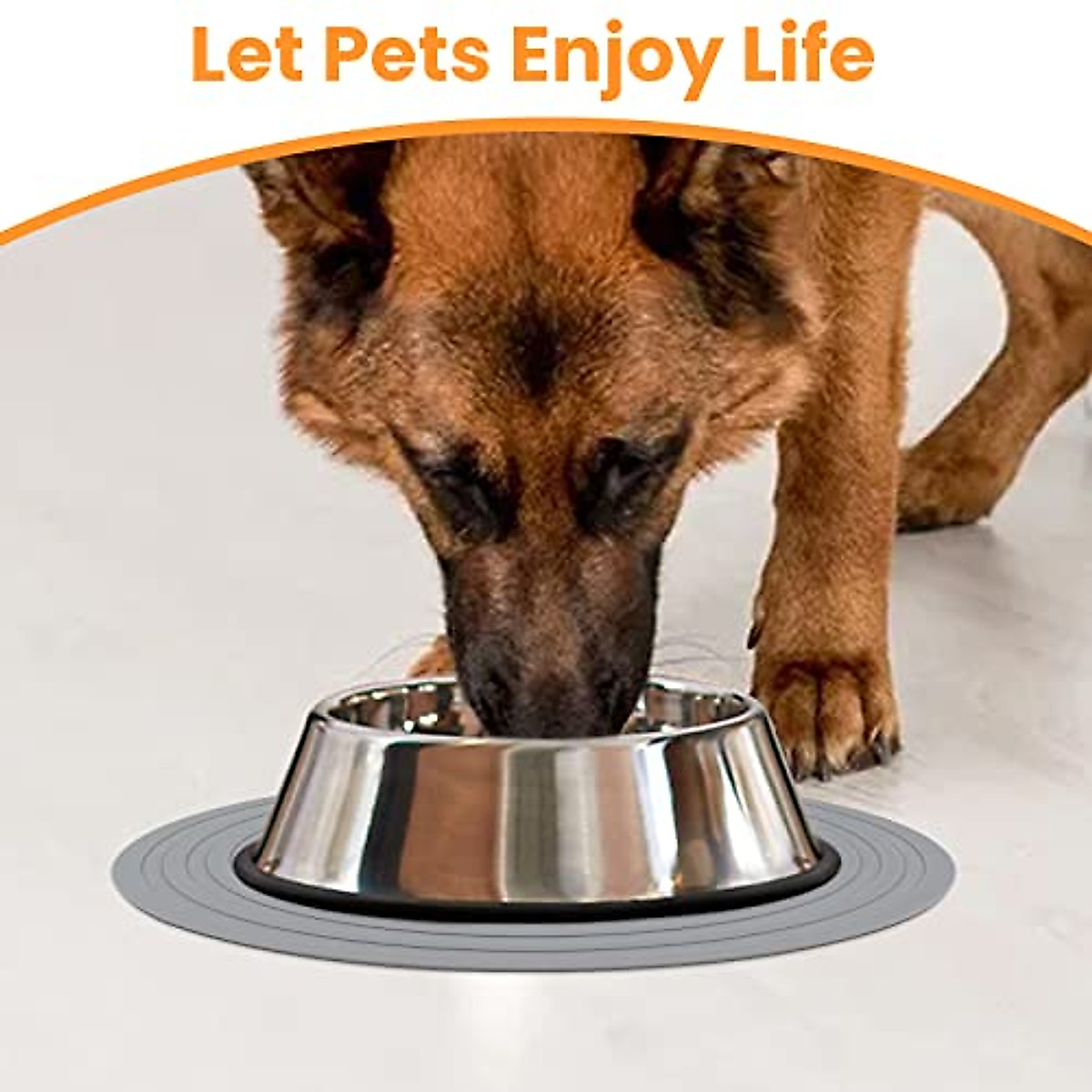 Ptlom Pet Food Mat for Dog and Cat Placemat 2 Pcs, Mat for Prevent Food and Water Overflow, Suitable for Medium and Small Pet, Silicone, 9.5"* 9.5"