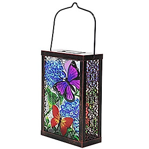 SUBOLO Hanging Solar Lantern, Outdoor Decorative, LED Solar Butterfly Lights, Tabletop Lamp for Outdoor Patio Garden