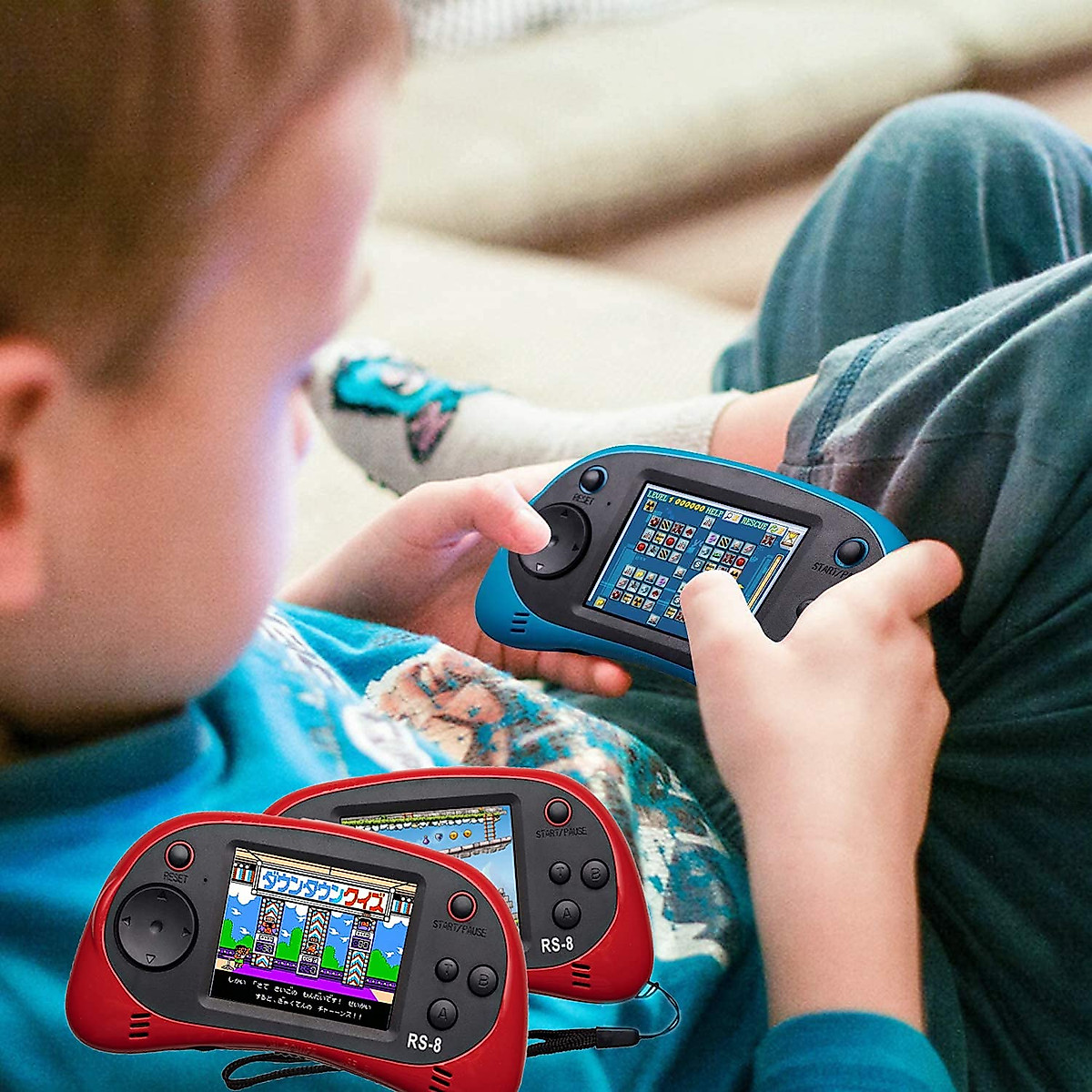 MJKJ Portable Handheld Game Console for Kids, Mini Travel Game Console 2.5-Inch LCD Screen Built-in 200 Classic Game Handheld Video Console Supports AV/TV, Game Boy Favorite (Red)