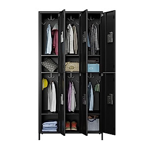 METAN Metal Locker for School Office Gym Bedroom,6 Doors Steel Storage Locker Cabinet for Employees,Industrial Storage Locker with 1 Shelves,Assembly Required (6 Door-Black)