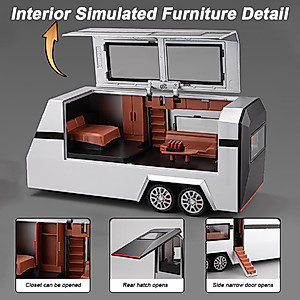 1/24 Toy Trucks and Trailer for Boys Adults, Diecast Metal Pickup Trailer RV Model Kit, Pickup Truck Model Toy with Motorcycle, Truck and Trailer Toys for Birthday Gift