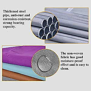 IBEQUEM Double Row 7-Tier Shoe Rack, Stackable Non Woven Cover Shoe Storage Cabinet, Metal Shoe Tower Cabinet Holds 28 Pair, Portable Shoe Shelf for Closet, Balcony, Bedroom Entryway (Coffee)