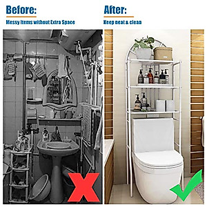 Tangkula Bathroom Space Saver, 3-Tier Over The Toilet Storage Rack, Bathroom Organizer with Metal Frame Shelf for Home Bathroom Laundry, 23.5 x 10.5 x 68 Inches, White