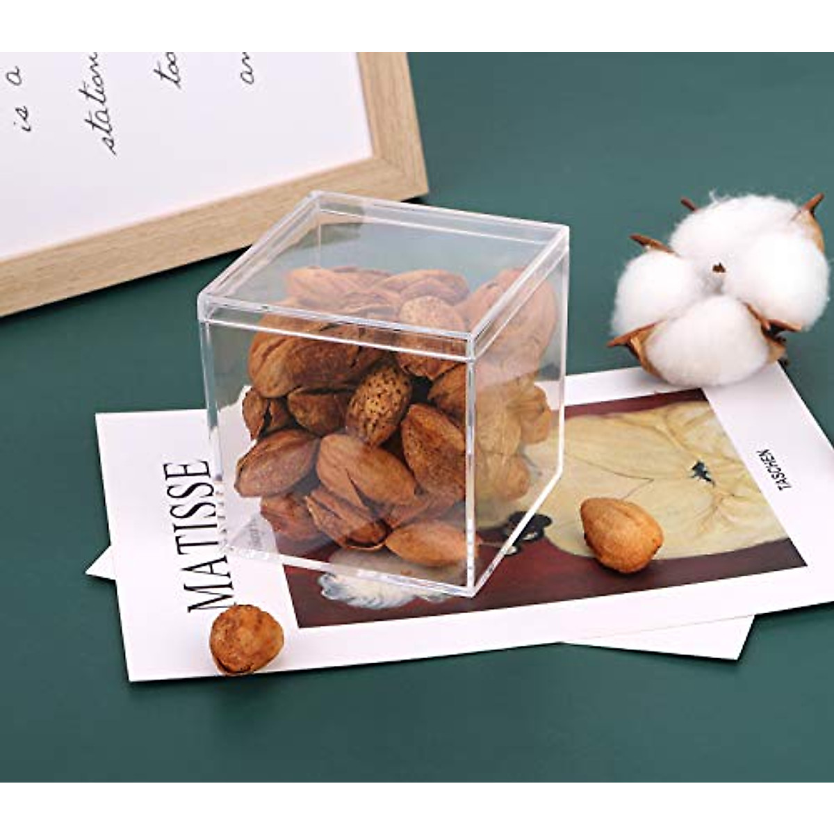 dedoot Clear Acrylic Box withLlid, 4 Pack 4x4x4 inches Clear Plastic Box for Organize, Acrylic Cube Storage Container Drawer Organizer for Vanity Jewelry Accessories, Small Items