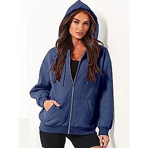 ANRABESS Oversized Hoodies for Women Long Sleeve Hooded Sweater Fall Jacket Fleece Sweatshirt Casual Comfy 2023 Trendy Y2K Clothes Teen Girls A989dianlan-M Navy Blue