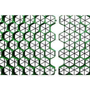 Techno Earth ( 1.9" Depth Permeable Grass Pavers for Your Grass Parking Lots, Access Roads, driveways, fire Lanes, RV and Boat Storage Pads - (Pack of 4-11 Sf) (Green)