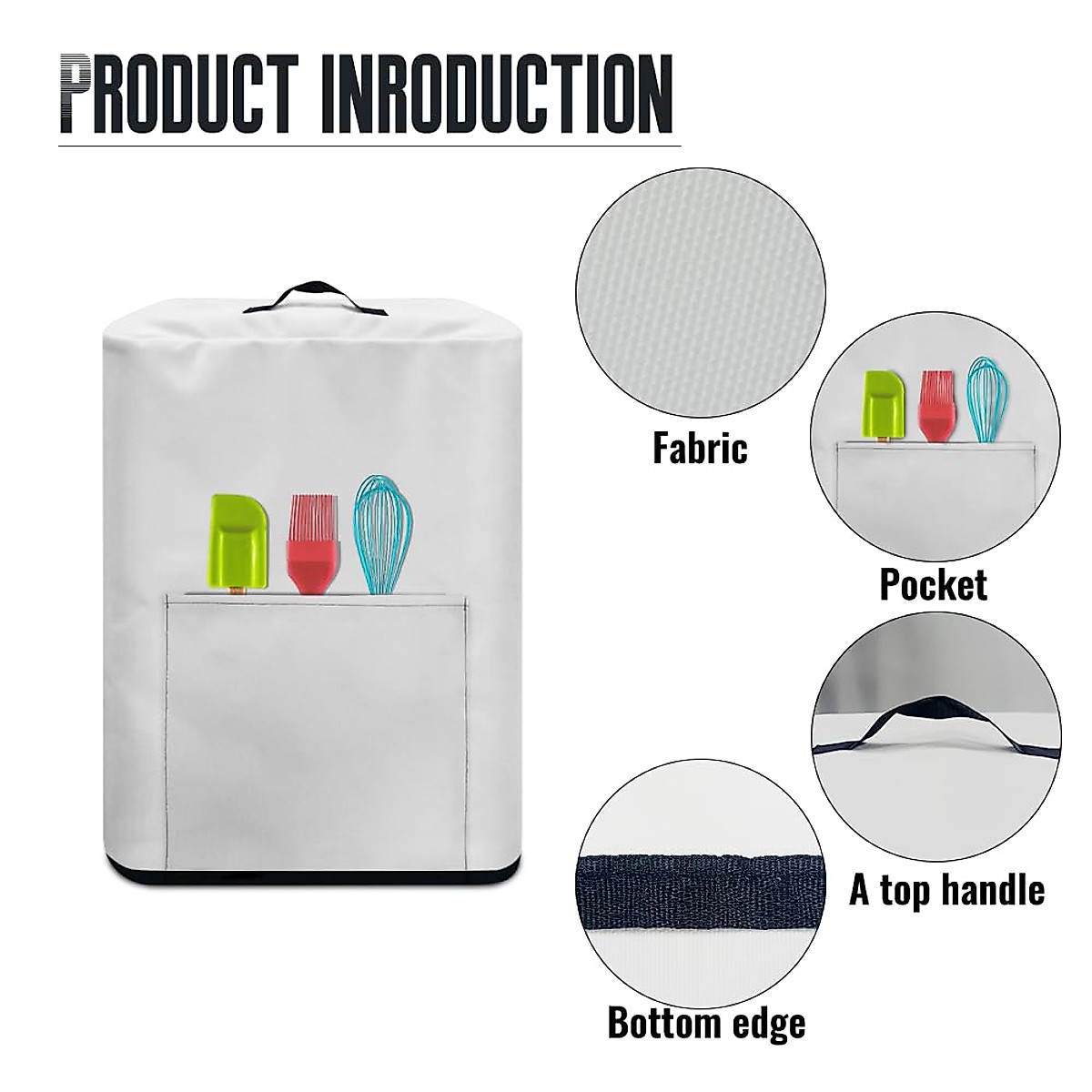 FKELYI Ice Cream Funny Design Air Fryer Cover,Dust-proof Kitchen Appliance Air Fryer Cooker Covers with Storage Pocket